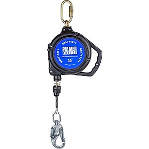 Palmer Safety SRD 30 FT. Self Retracting Lifeline I ANSI Z359.14-2021 Class 1 I SRL Device Swivel Top Galvanized Cable w/Small Steel Snap Hook I Fall Arrest Safety Yoyo