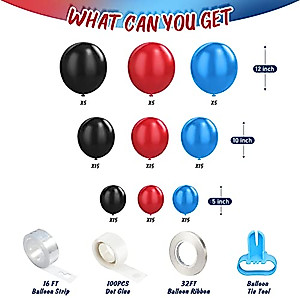 steliu Spiderman Balloons Arch Garland Kit, 109 Pieces Superhero Latex Balloons for Baby Shower Wedding Birthday Graduation Anniversary Party Background Decorations (black)