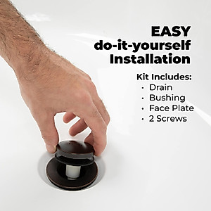 Tip Toe Bathtub Tub Drain Assembly Conversion Kit | Includes Tub Drain, Drain Adapter, Drain Gasket, Two Hole Overflow Faceplate and Faceplate Screws, All Brass Construction