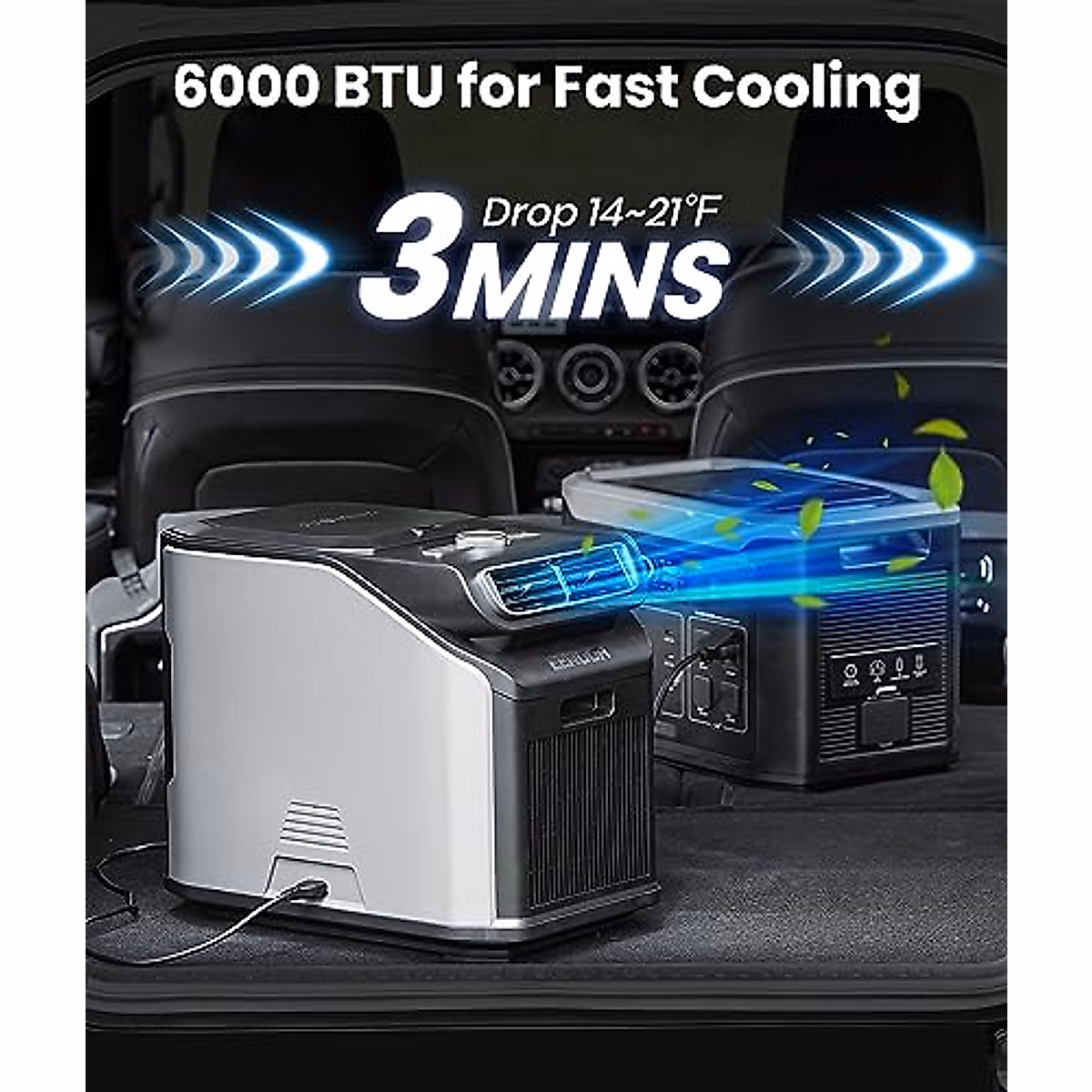 EENOUR PA600 Portable Air Conditioners, 6000BTU Fast Cooling AC with 7 Fan Level, Dehumidifier & Sleep Modes, 8H Timer, Remote Control, 48V DC for Truck Van Life Camping Room, Off-grid and Power Outages