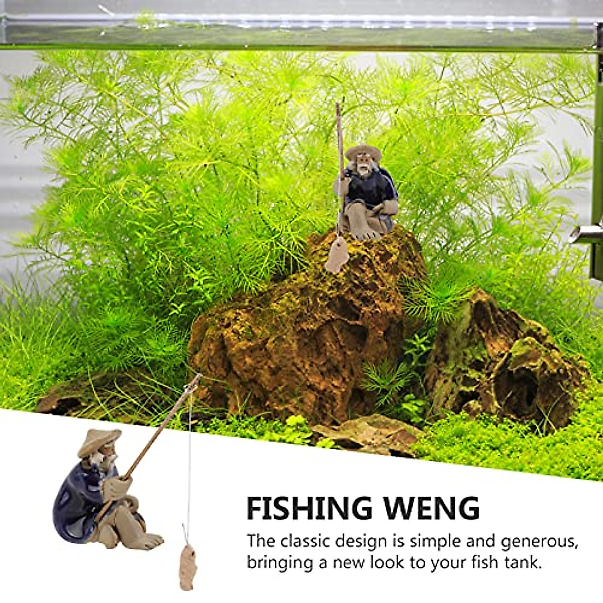 Yardwe 1pc Fisherman Ornament Pagoda Statue Small Human Garden Statue Figurine Fish Tank Fisherman Aew Action Figures Crafts for Boys Aquarium Adornments Ceramic Pagoda Elder Glass