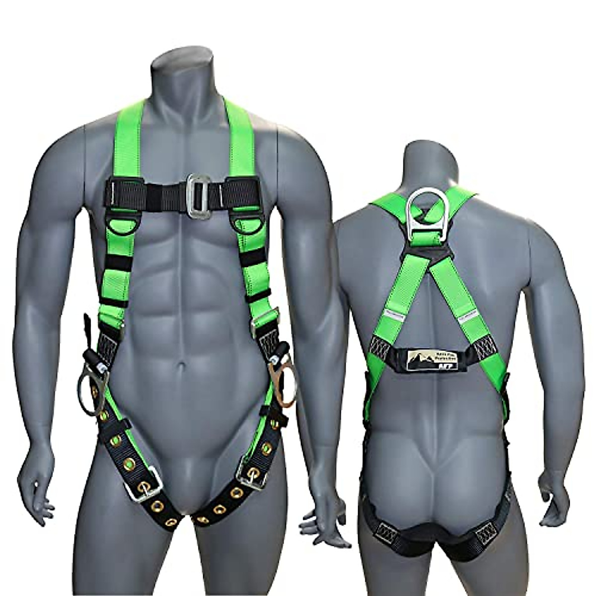 AFP Universal Full-Body Fall Protection Safety Harness w/ 3 D-Rings and Tongue Buckle Legs| Roofer, Construction, Scaffolding PPE (OSHA/ANSI Compliant) (Harness, 1 Pack)