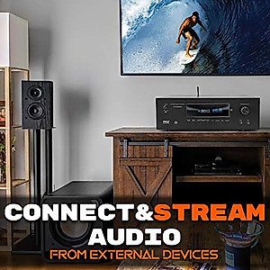 Pyle 1000W Bluetooth Home Theater Receiver - 5.2-Ch Surround Sound Stereo Amplifier System with 4K Ultra HD, 3D Video & Blu-Ray Video Pass-Through Supports, MP3/USB/AM/FM Radio - Pyle PT696BT,Black