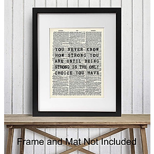 Strength, Perseverance, Uplifting 8x10 Motivational Poster - Upcycled Dictionary Decor, Art Poster, Home Decoration - Unframed Picture, Photo Print