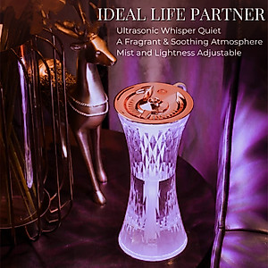 Narvokey Crystal Table Lamp with Humidifiers for Bedroom,18 Color Auto Changing Diamond Bedside Lamp for Bedroom Living Room,Girlfriends Gift