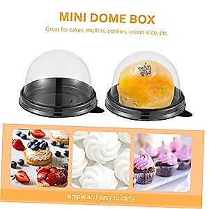 HEMOTON 100pcs Clear Gift Boxes Black Container Clear Cake Box Window Mini Muffin Holders Single Cupcake Containers Packing Box Plastic Boxes Tray Puffs Clamshell Single