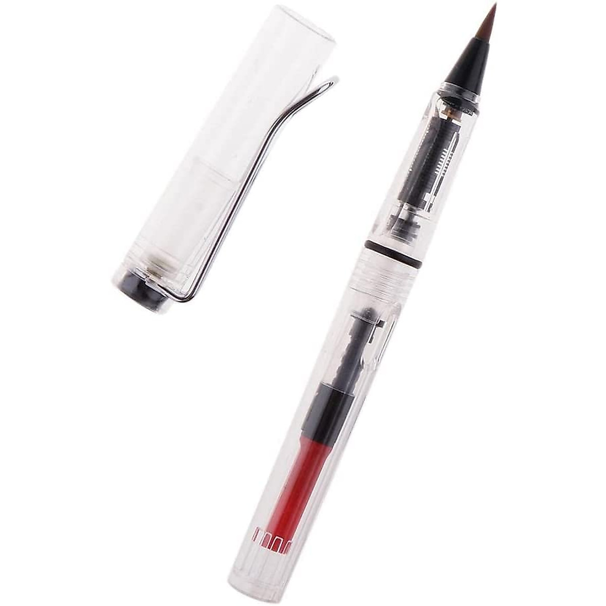 Fountain Ink Brush Pen Refillable ,Flexible Brush Tip for lettering, calligraphy, illustration, art, writing, sketching Chinese Japanese Sumi Calligraphy Painting Drawing Writing Signature - Clear