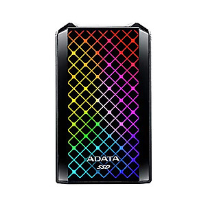 ADATA RGB SE900 2TB USB3.2 Gen2x2 Type-C Super Fast Transfer up to 2000MB/s Gaming and Personal External SSD (ASE900G-2TU32G2-CBK)