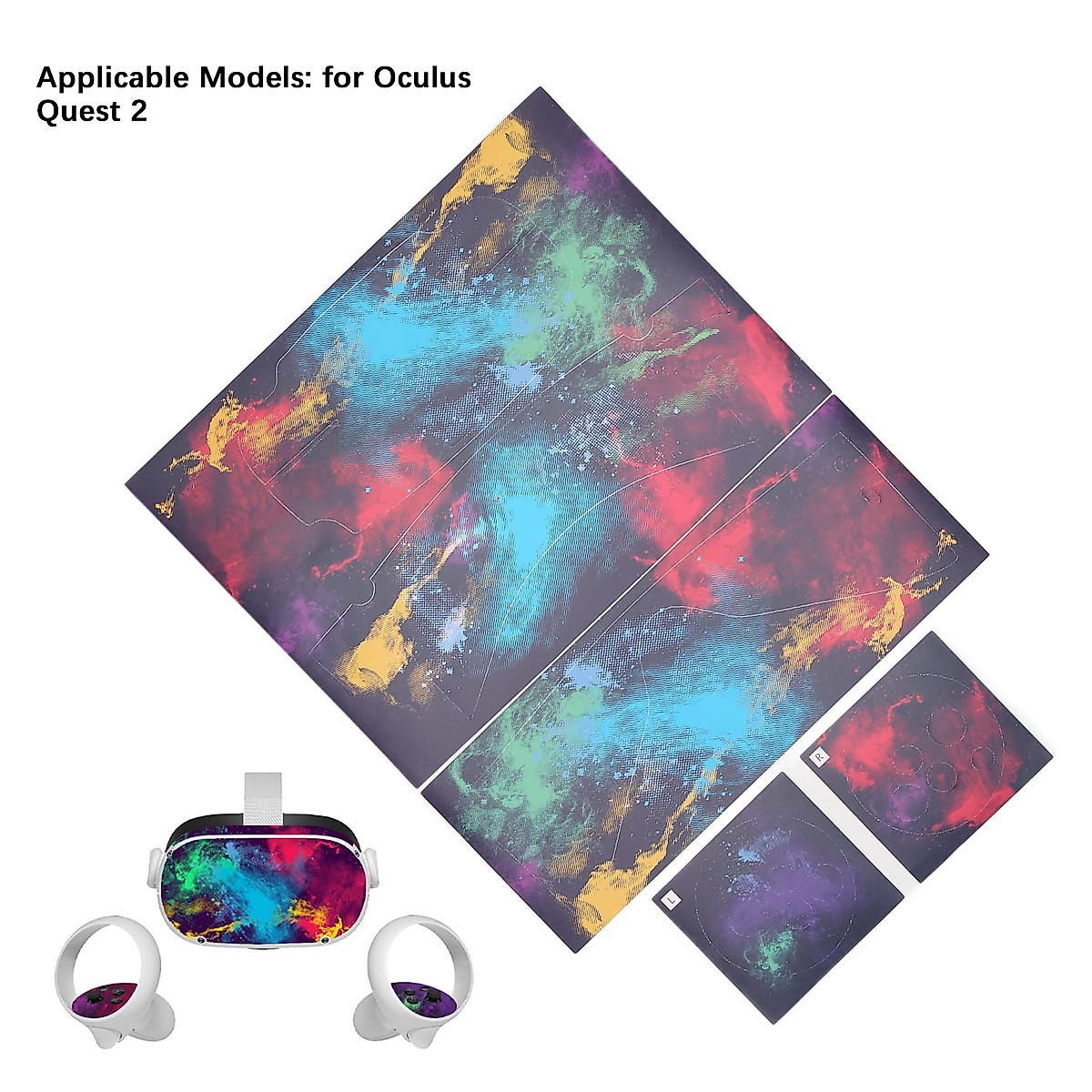 VGEBY VR Glasses Skin Stickers,Protective Skin Decals PVC Removable Glasses Sticker Controller Skin Stickers for Quest 2 Accessories (Splash Ink and Color)