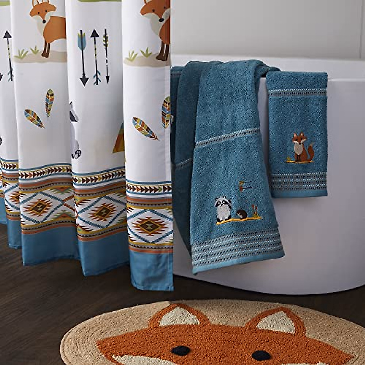 SKL Home by Saturday Night Ltd. Forest Animals Hand Towel, Teal