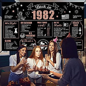 41st Birthday Banner Backdrop Decorations for Women, Back in 1982 Happy 41 Birthday Photo Background Sign Party Supplies, Rose Gold 41 Year Old Birthday Photography Poster Decor