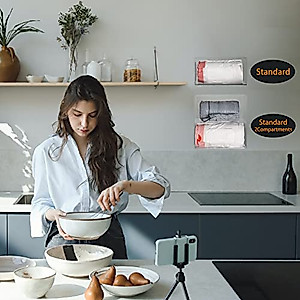 SEANADO Trash Bag Dispenser Roll Holder, 2 Compartment Wall Mount Acrylic Kitchen Double Side Loaded Organizer Storage Box Holder for Garbage Bag Grocery Bag Plastic Bag(10.4 x 5.5 x 11inches)