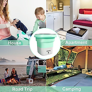 Portable Washing Machine,6.5L Folding Washing Machine,Mini Washer,Small Portable Washer Easy to Carry,Suitable for Apartments, Dormitories, Camping, RV, Travel Laundry,Hotels (Green-6.5L)