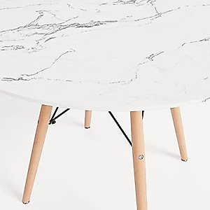 NIERN Round Dining Table with MDF Top,Marble Modern Kitchen Table for Dining Room Kitchen Home Office (Mable)
