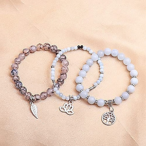 UEUC Tree of Life Yoga Healing Stone Bracelets,Multilayer Lotus Chakra Stone Reiki Bracelet Sets,Anxiety Crystal Natural Stone,for Women Stress Relief