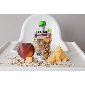 Sprout Organic Stage 2 Baby Food Pouches, Peach Oatmeal w/ Coconut Milk & Pineapple, 3.5 Ounce (Pack of 6)
