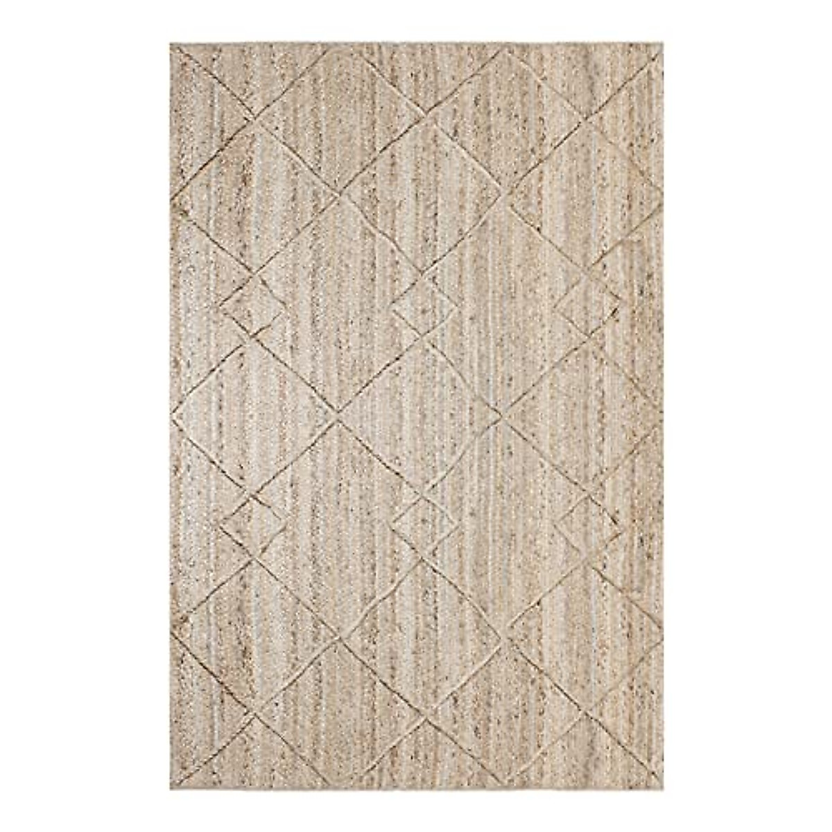 CASAVANI Hand Braided Rag Rug Geometric Beige 4x20 Ft Runner Shape Jute Rug Indoor/Outdoor Use Doormat Rugs for Dining Room,Bedroom,Loundry Room & Balcony 4x6 Feet