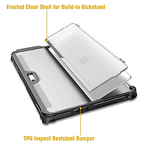 Fintie Hard Case for Microsoft Surface Go 4/3/2/1 (2023/2021/2020/2018), Shockproof Folio Protective Rugged Cover Compatible with Type Cover Keyboard + Original Kickstand, Frost Clear