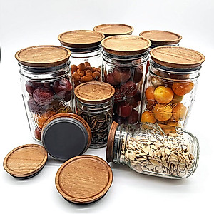2pcs Mason Jar Silicone Lid Glass Jar Mason Jar Covers Mason Jar Protective Lids Anti-leak Bottle Covers Wide Mouth Canning Lids Glass Storage Jar Covers Glass Jar Wooden Lids