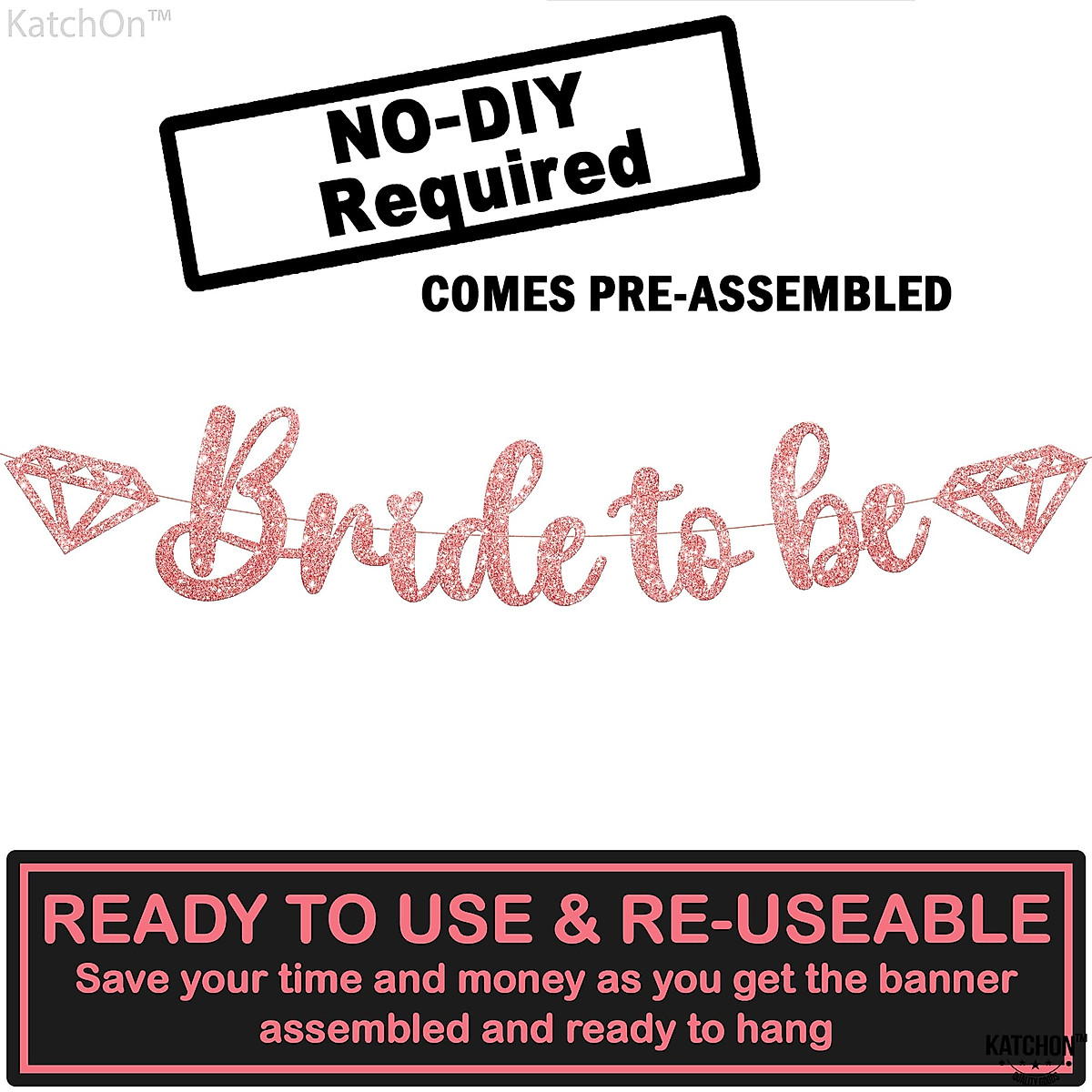 KatchOn, Rose Gold Glitter Bride To Be Banner - 10 Feet, No DIY | Bride to Be Rose Gold Banner | Bachelorette Party Decor | Bridal Shower Banner, Bridal Shower Decorations | Bride To Be Decorations