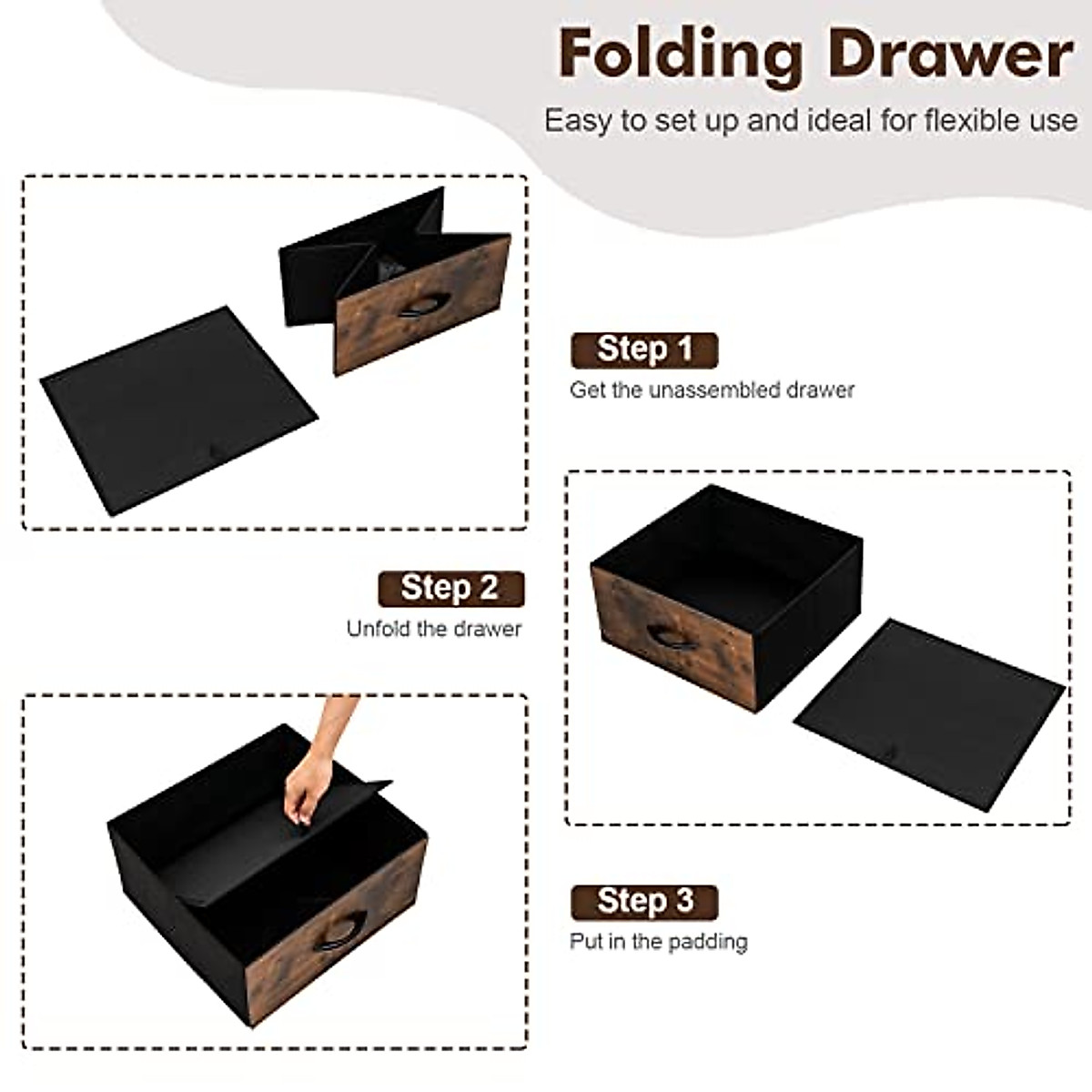 Giantex 2 Drawer Dresser for Bedroom, Tall Nightstand Storage Tower w/Folding and Removable Fabric Drawers, Metal Frame, Closet Organizer, Sofa Side Table for Living Room Beside End Table, Brown (1)