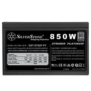 SilverStone Technology ST85F-PT Strider 850 Watt 80 Plus Platinum Modular PSU 850 Power Supply PS-ST85F-PT-x