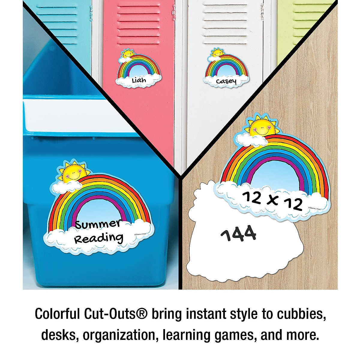 Carson Dellosa Rainbow Cutouts, 36 Sunny Rainbow Cutouts for Bulletin Board, Spring Décor & Classroom Décor, St Patricks Day Classroom Cut-outs, Cutouts for Classroom Spring Bulletin Board Decorations