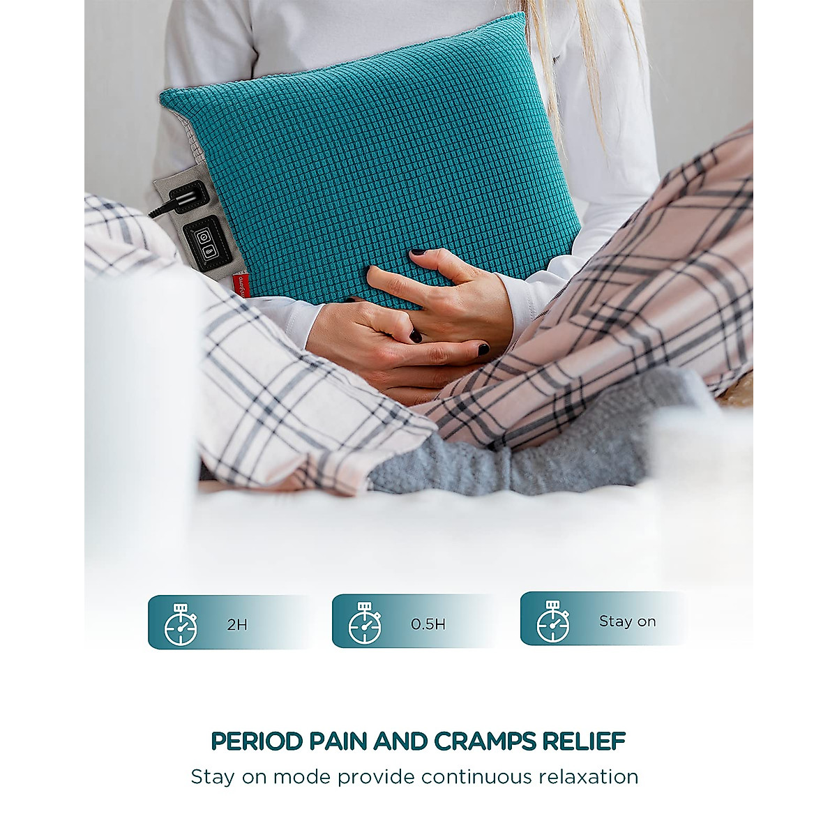 Comfytemp Heated Pillow for Lumbar Support, FSA HSA Eligible Electric Pillow for Back Pain, Flannel USB Heating Pillow for Period Cramp, Abdomen, Neck, Leg, Birthday Gifts for Women/Men-17.7" x 17.7"