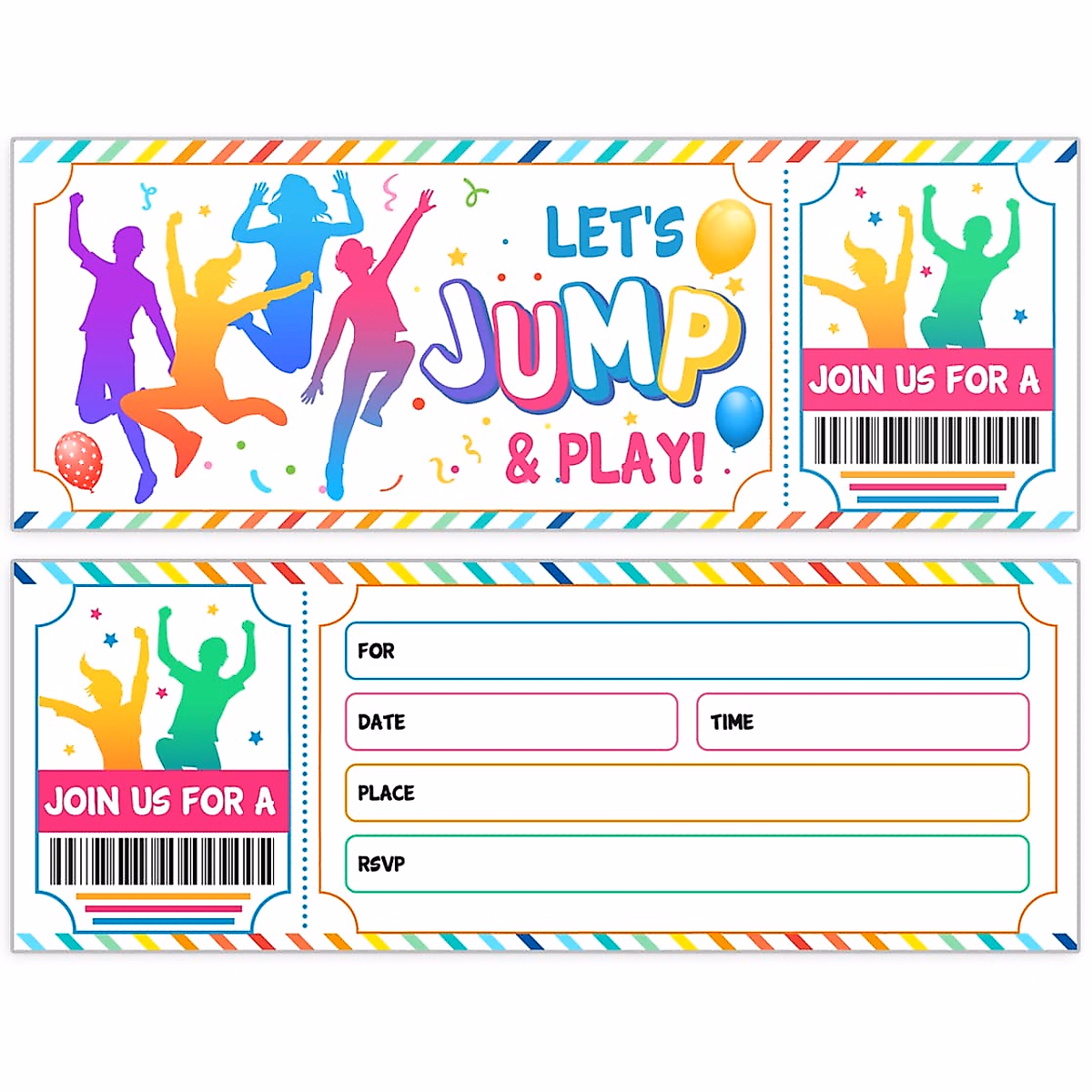 Simimi art 30 Bounce House or Jumping Party Ticket Invitations with Envelopes - Trampoline Jump Birthday Invite - Trampoline Birthday Party (white)