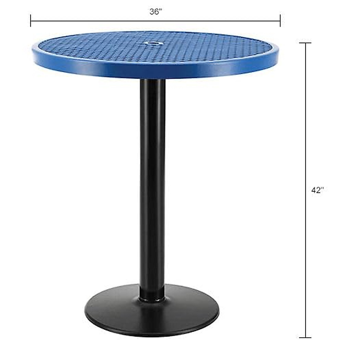 Global Industrial 36" Round Outdoor Bar Height Table with Pedestal Base, 42" H, Blue