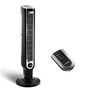 Lasko 2511 36” Oscillating 3-Speed Remote Control Tower Fan for Home, 36 Inch, Black