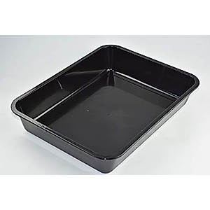 OMEM Reptile Food Bowl Large Water Dish, Wood Plate, Bowl Turtles (L=35.4 * 5.3 * 26.3, Black)