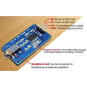 Aideepen YX5300 UART Control Serial MP3 Music Player Module Support MP3 / WAV Micro SD/SDHC Card/AVR/ARM/PIC