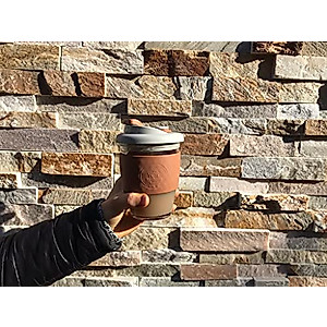 Mr.Cuppie 12 oz Glass Reusable Coffee Cups with Lids, Glass Travel Mugs with Non-slip Sleeve Dishwasher and Microwave Friendly Cup, Glass Tumbler Eco-Friendly Coffee Travel Mug (Mocha)