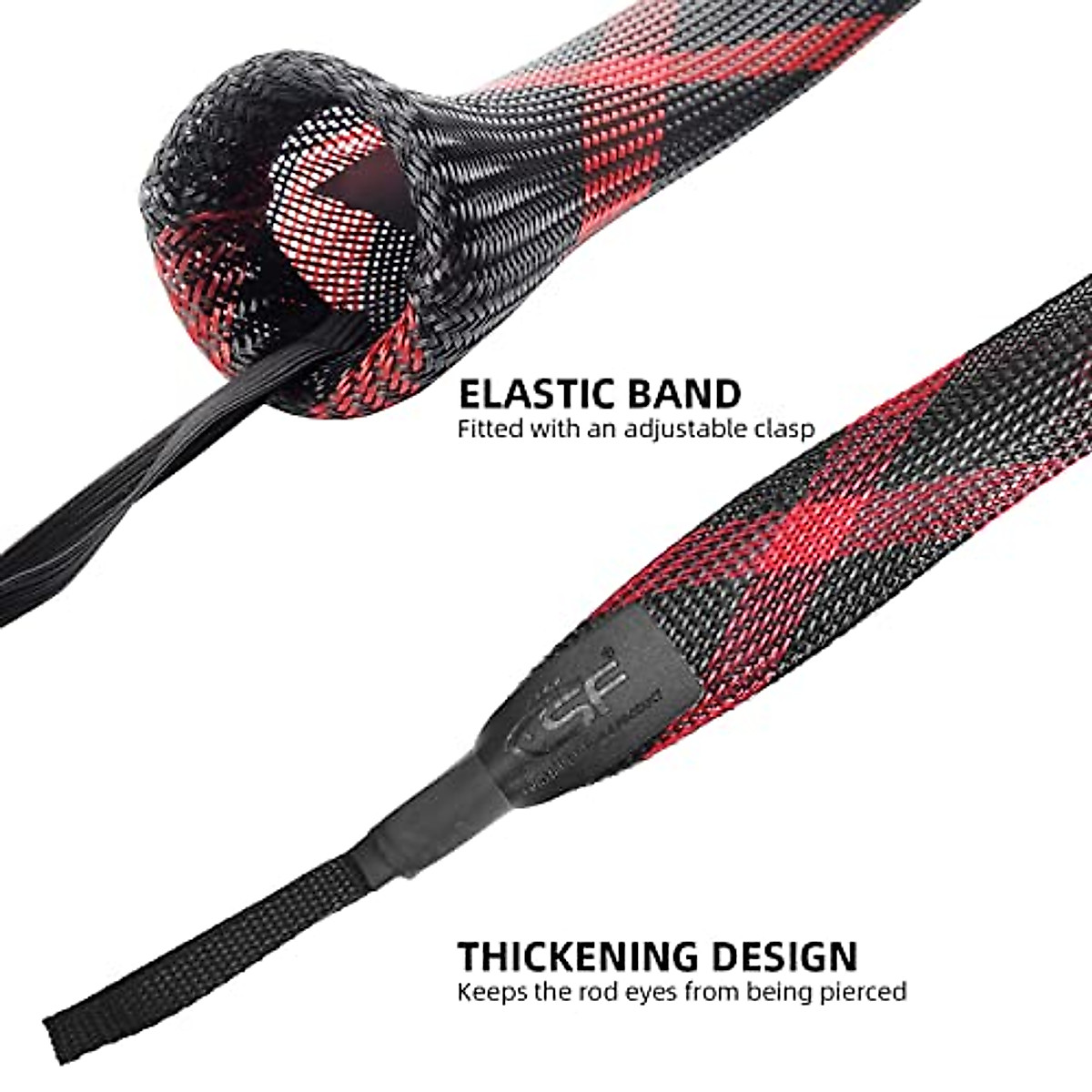 SF Fishing Casting Rod Socks Braided Mesh Rod Sleeve Cover Protector Pole Gloves Six Colors 6PCS Fit Casting Rod 6-1/2FT to 7-1/2FT