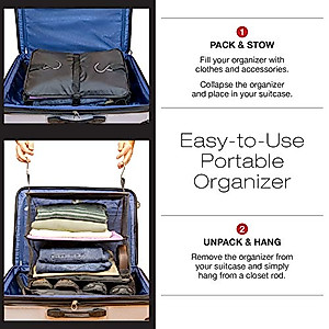 Collapsable Portable Hanging Storage Organizer With Zippered Compartment Perfect for Travel and Packing