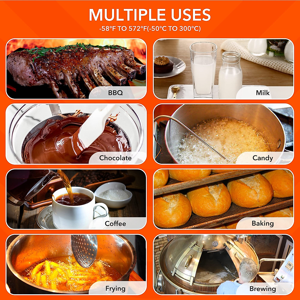 Befano Instant Read Meat Thermometer, Waterproof Digital Food Thermometer with Backlight and Magnet, Fit for Kitchen, Food Cooking, Grill, BBQ, Smoker, Candy, Coffee, and Oil Deep Frying- Green