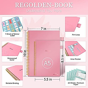 Recipe Book to Write in Your Own Recipes, Blank Recipe Notebook with Tabs for Family Cooking Lover, 120 Pages Recipe Organizer, 8.5 x 5.5", Pink