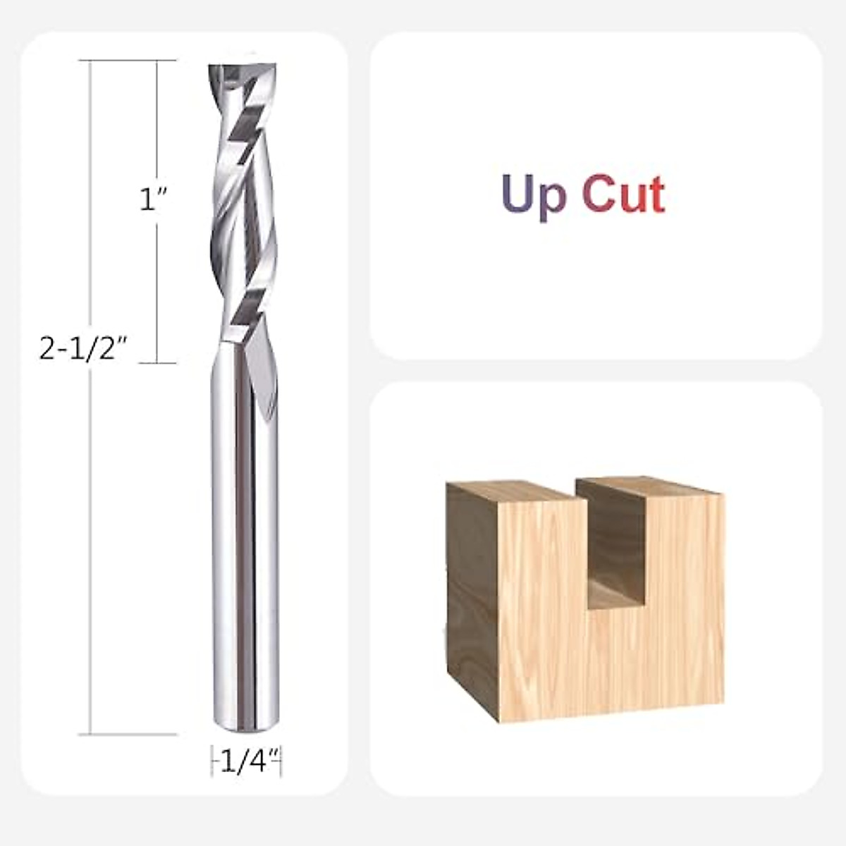 SpeTool 5Pcs Spiral Router Bits UpCut 1/4 inch Cutting Diameter 1/4 inch Shank Router Bit Set HRC55 Solid Carbide CNC End Mill for Woodworking Mortise Slot Carving Engraver