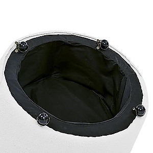 KEVINSPACE 30'' Small Swivel Barrel Chair, Comfy Round Club Chairs for Living Room Bedroom, Swivel Single Sofa with 4 Universal Caster Wheels Lounge Accent Chair Boucle Armchair White