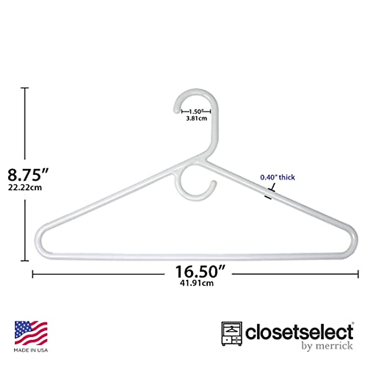 Super Heavy Duty Plastic Hangers, Made in USA, White Super Heavy Weight Hanger, 24 Pack