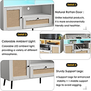 PAKASEPT TV Stand for TVs Up to 65 Inches, Entertainment Center Wood TV Stand with Sliding Doors & Shelves, TV Console Table Media Cabinet with Storage for Living Room Bedroom