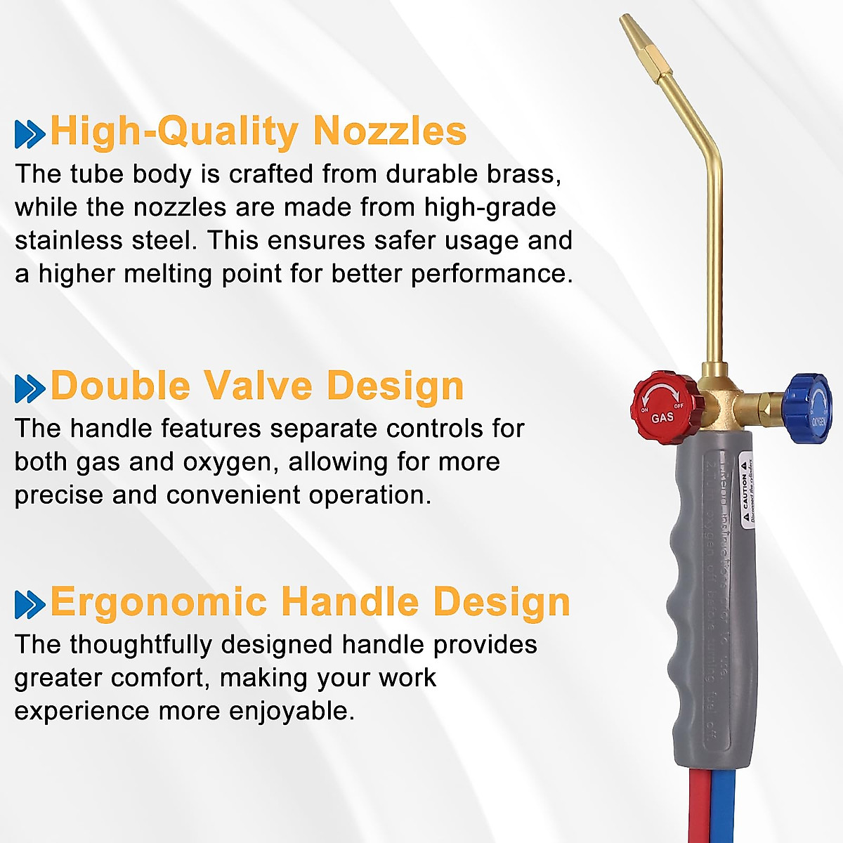 Brass Welding Torch Compatible with MAPP and Oxygen - Soldering, Welding, Heating, Plumbing Micro Mini Propane Torch with Brazing, Sparker, and Protection Glass