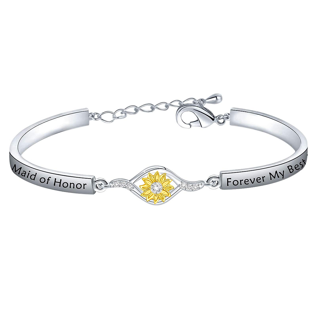 FEELMEM Bridesmaid Jewelry Today My Maid of Honor Forever My Best Friend Sunflower Bracelet Bridesmaid Proposal Gift