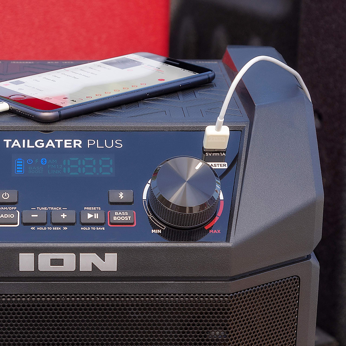 ION Audio Tailgater Plus - 50W Portable Outdoor Wireless Bluetooth Speaker with 50 Hour Battery, Microphone, Radio and USB Charging