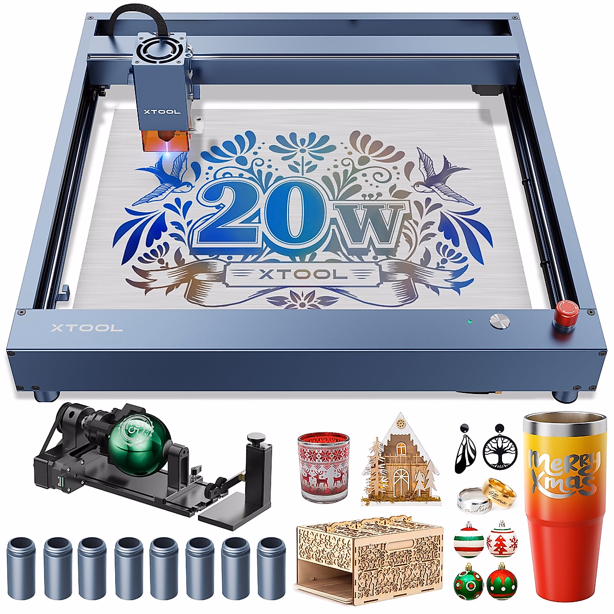 xTool D1 Pro Laser Engraver with RA2 Pro, 20W Output Laser Cutter DIY Laser Engraving Machine, 120W Laser Cutter and Engraver Machine, Laser Engraver for Wood and Metal, Craft Paper, Acrylic, Leather