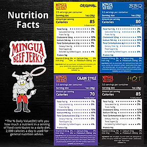 Mingua Beef Jerky Sampler Pack- 100% US Beef Without Nitrites - Four 3.5 Oz Bags