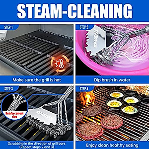 BBQ Grill Brush Bristle Free for Outdoor Grill, Grill Accessories with Replaceable Grill Brush Head, TH-2218 Grate Cleaner,BBQ Cleaning Brush,Grill Brush Set, Bristle Free Grill Brush and Scraper