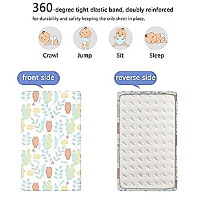 Pastel Themed Fitted Crib Sheet,Standard Crib Mattress Fitted Sheet Soft & Stretchy Fitted Crib Sheet-Baby Crib Sheets for Girl or Boy,28“ x52“,White and Multicolor