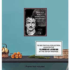 Edgar Allan Poe Gothic Decor - The Raven Spooky Creepy Scary Wall Art - Goth Poster Sign Picture Print - Pagan Witch Wicca, Wiccan Gifts - Inspirational Quotes Sayings Home Decor